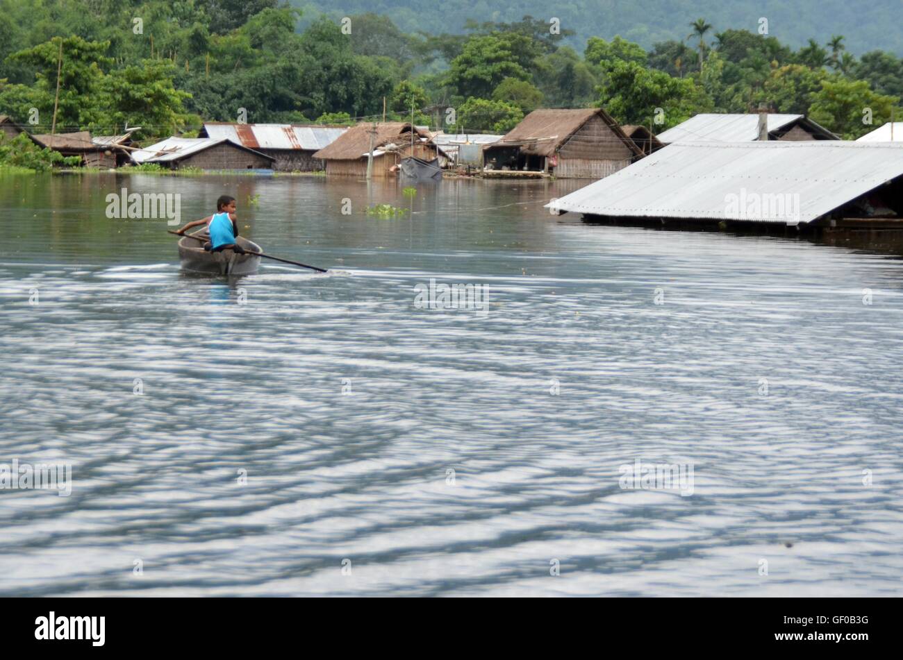 Child wading in flood water hi-res stock photography and images - Alamy