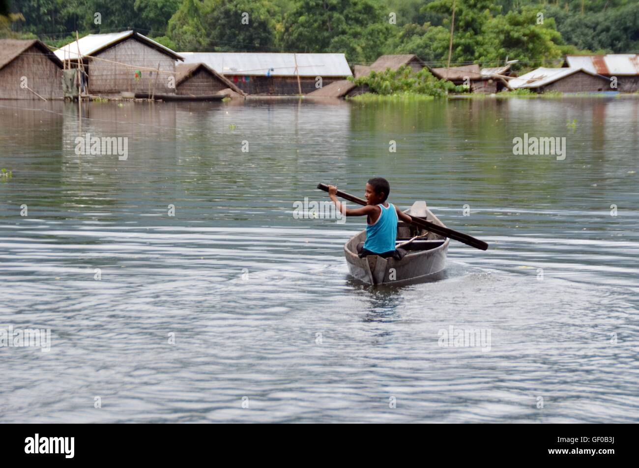 Child wading in flood water hi-res stock photography and images - Alamy