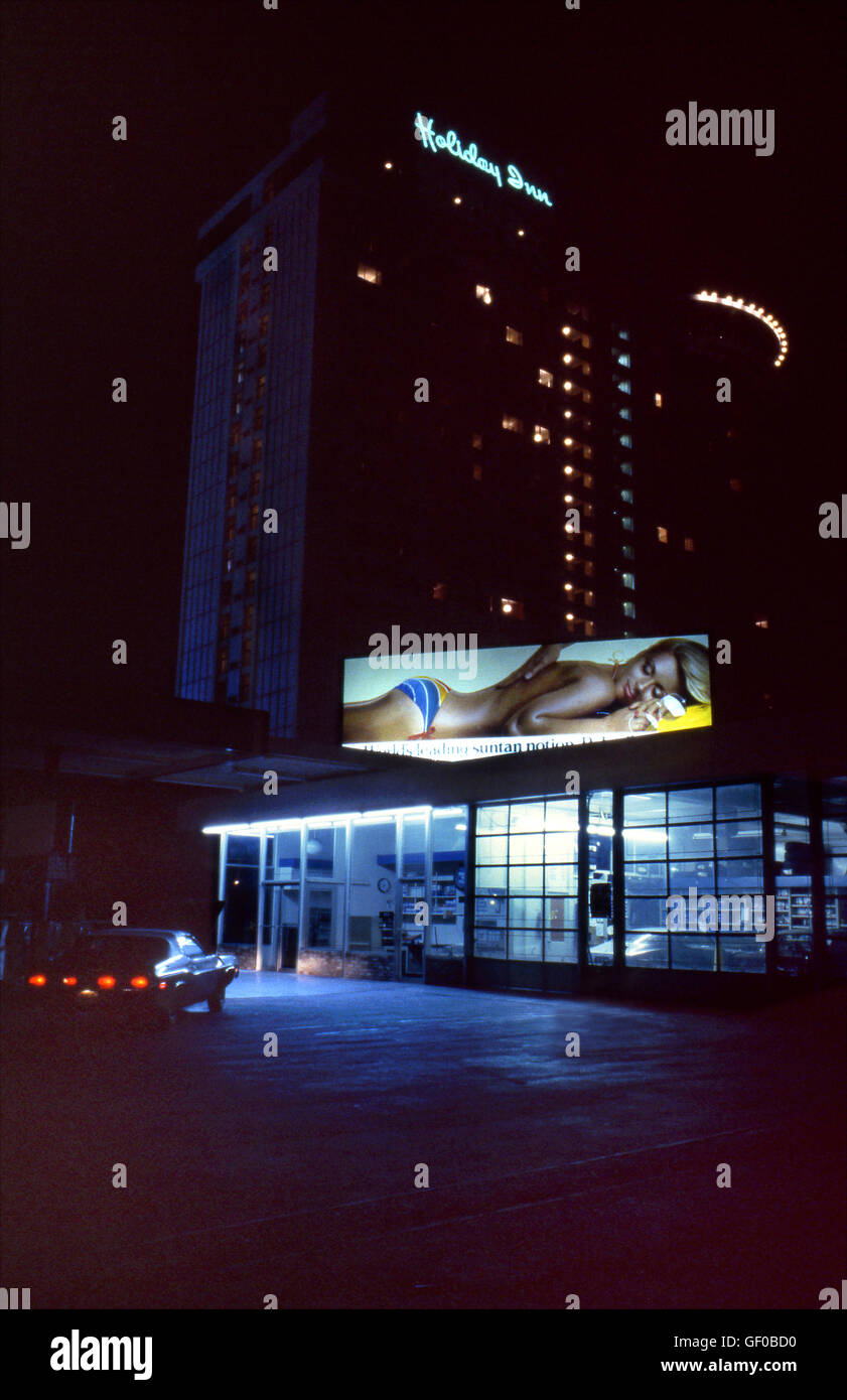 A gas station and a billboard near the Holiday Inn in Hollywood, CA at ...