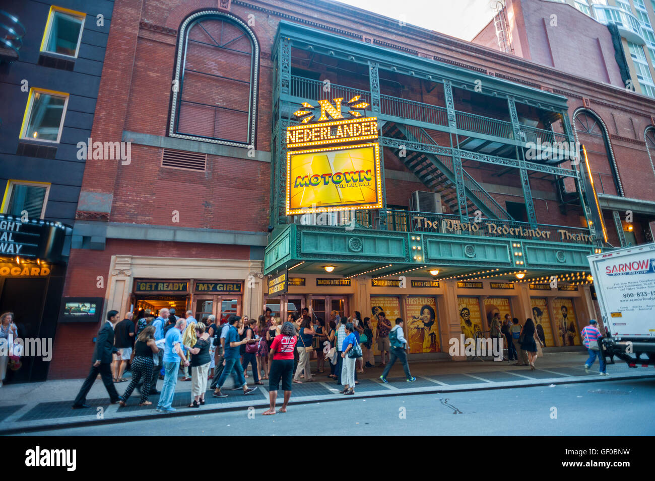 Theatergoers outside the Nederlander Theatre in the Theater District in ...
