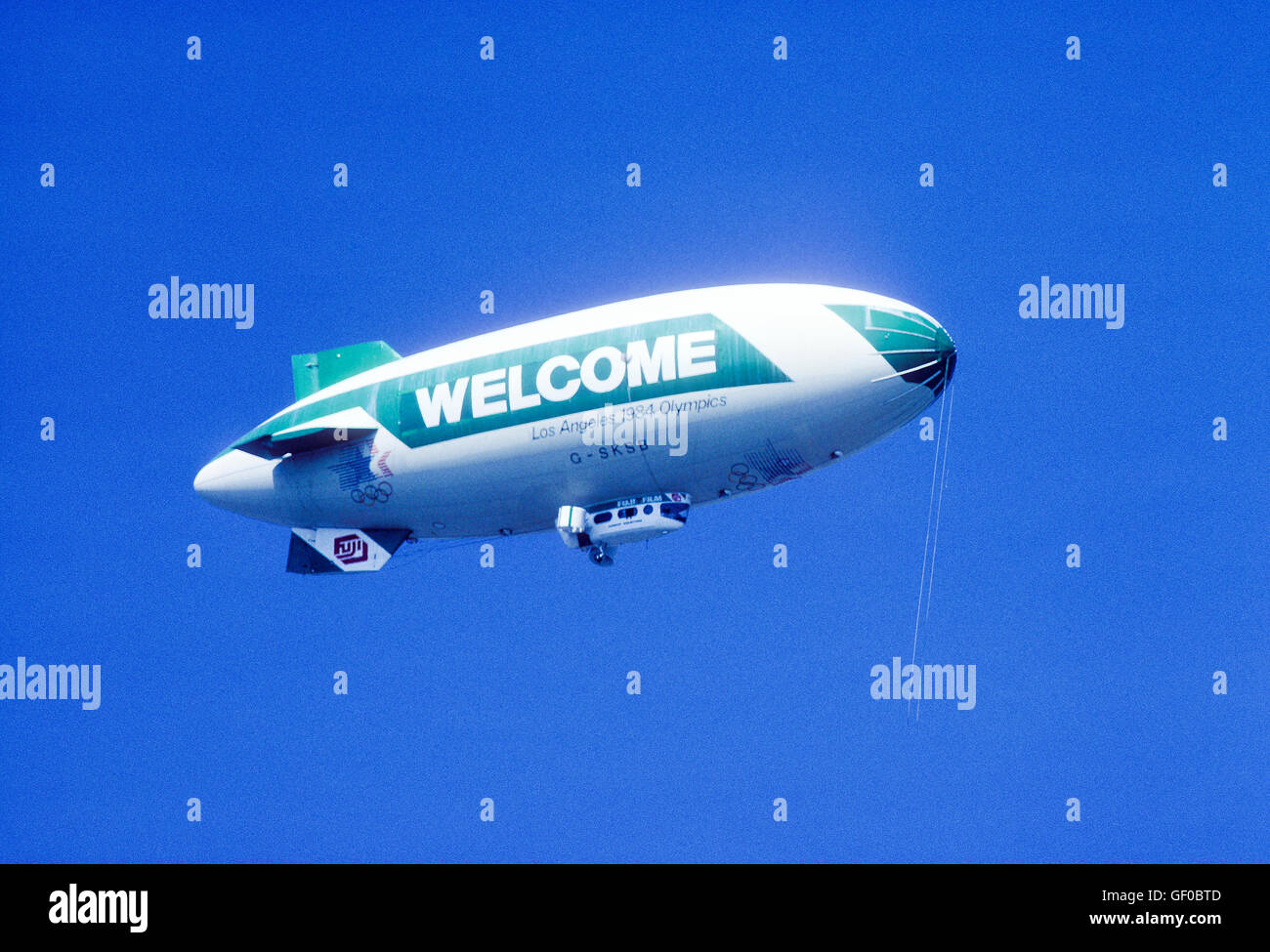 Fuji blimp at L.A. Memorial Coliseum during 1984 Olympic Games in Los ...