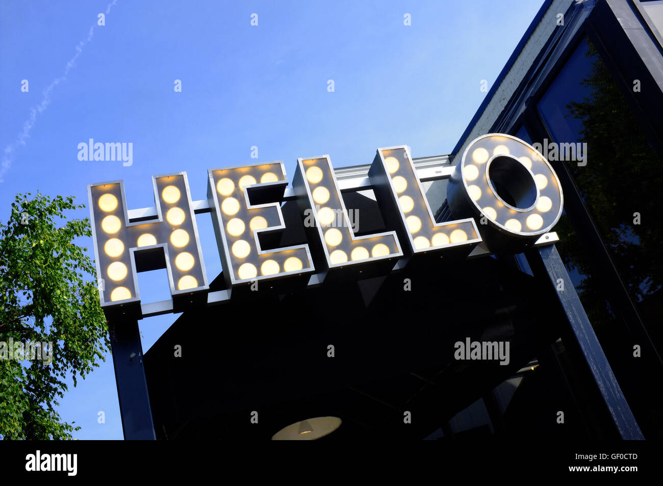 Sign with light bulbs hi-res stock photography and images - Alamy