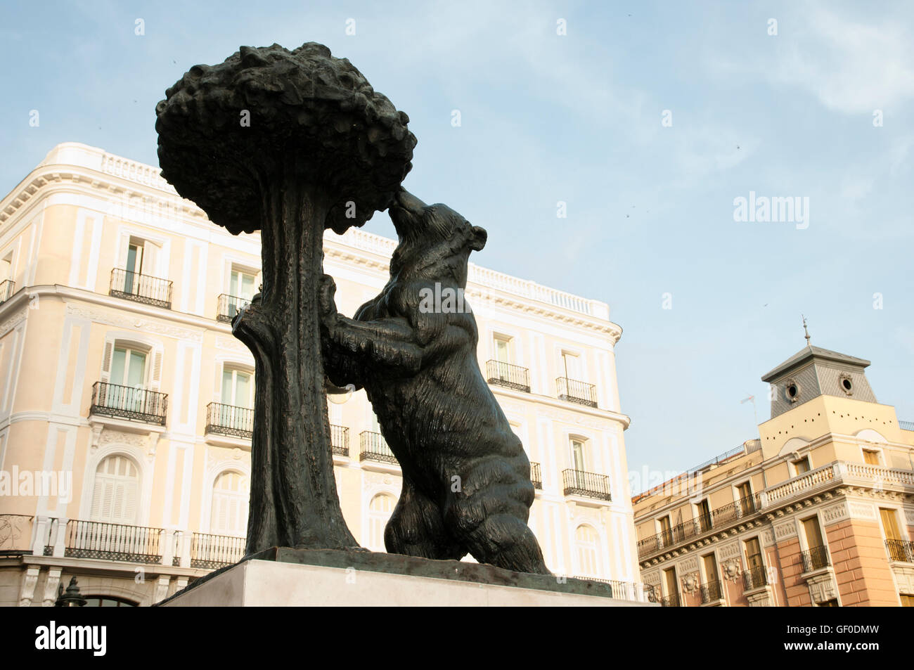 Statue of the Bear and the Strawberry Tree - Madrid - Spain Stock Photo ...