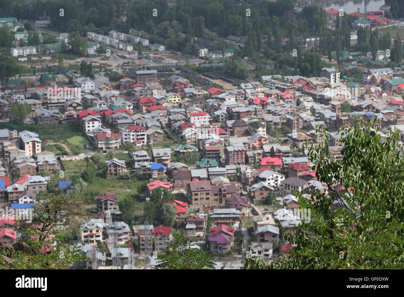 Srinagar, India - June 18, 2016: Aerial view of Srinagar, largest city ...
