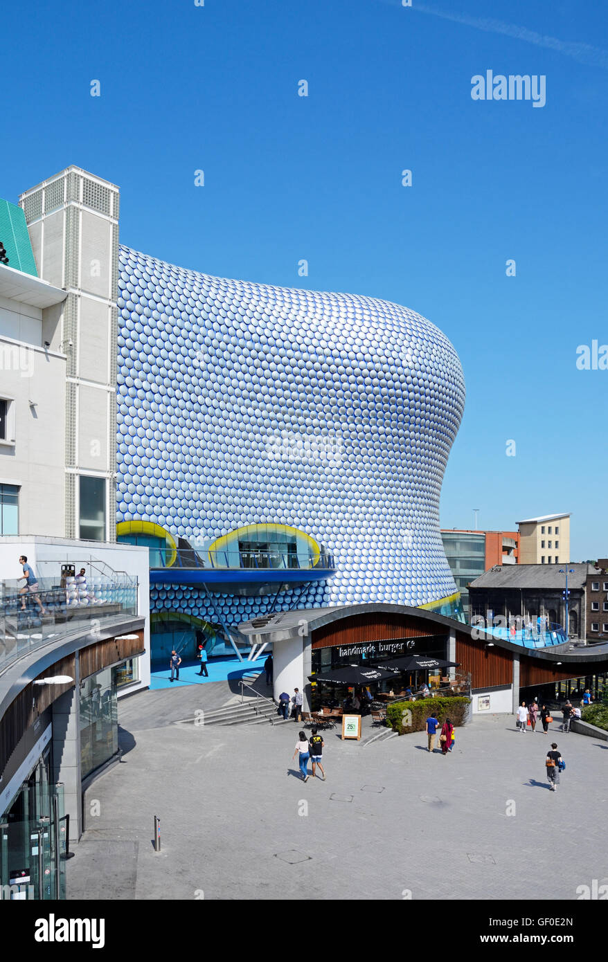 View of the Selfridges building in the Bullring with people enjoying ...