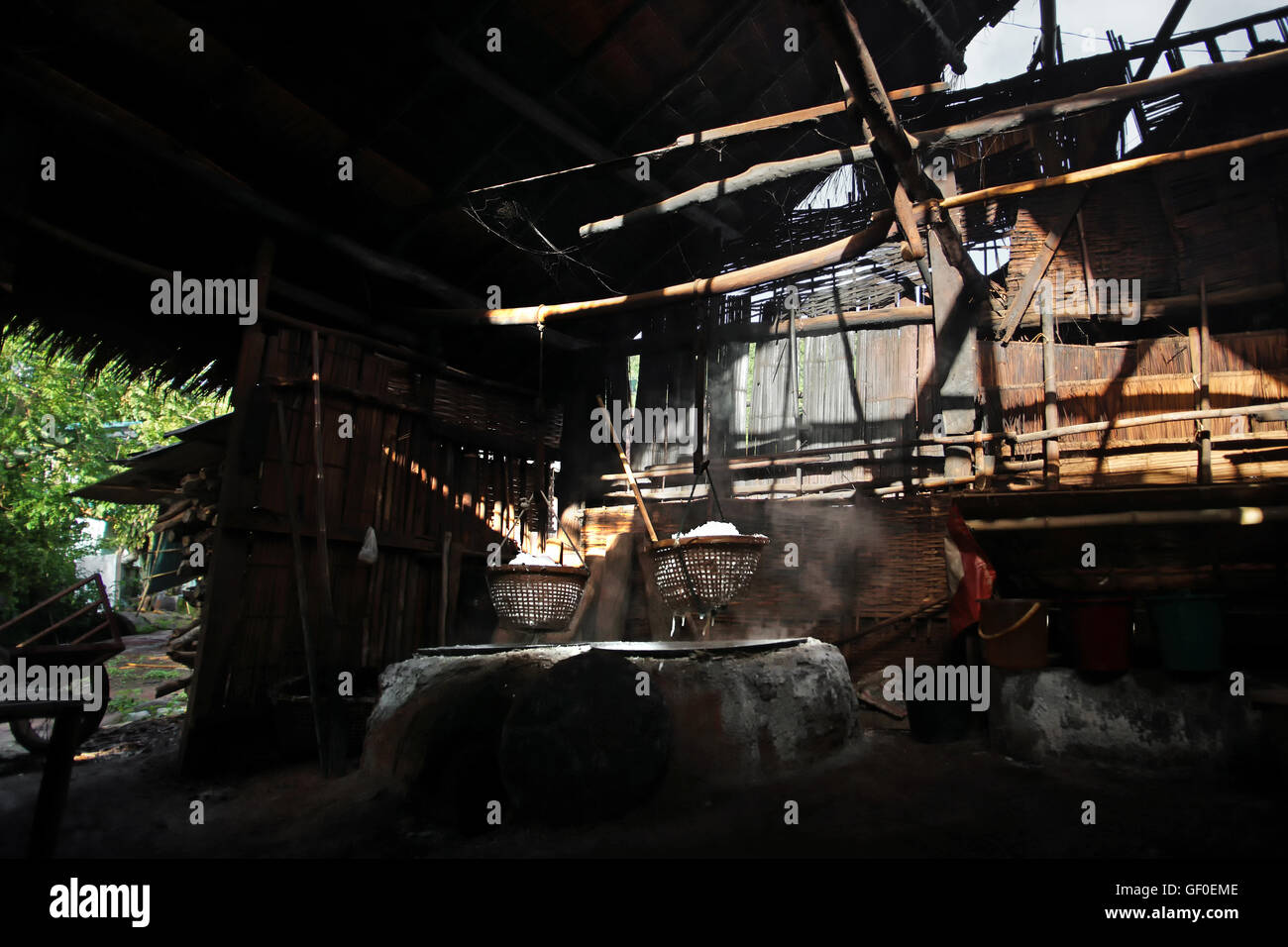 boiling rock salt, traditional salt making of nan province,Thailand ...