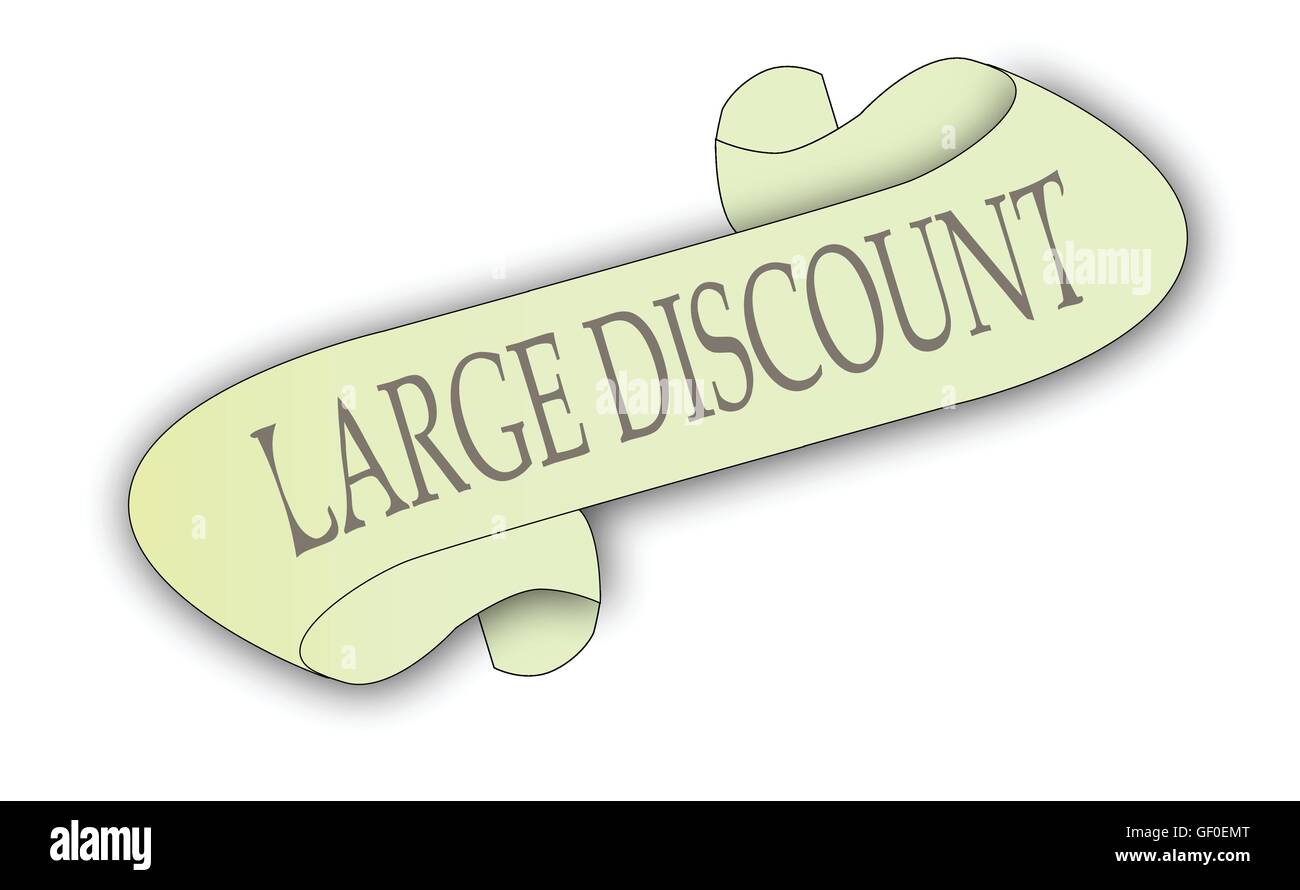 A scroll with the text Large Discount isolated on white Stock Vector ...