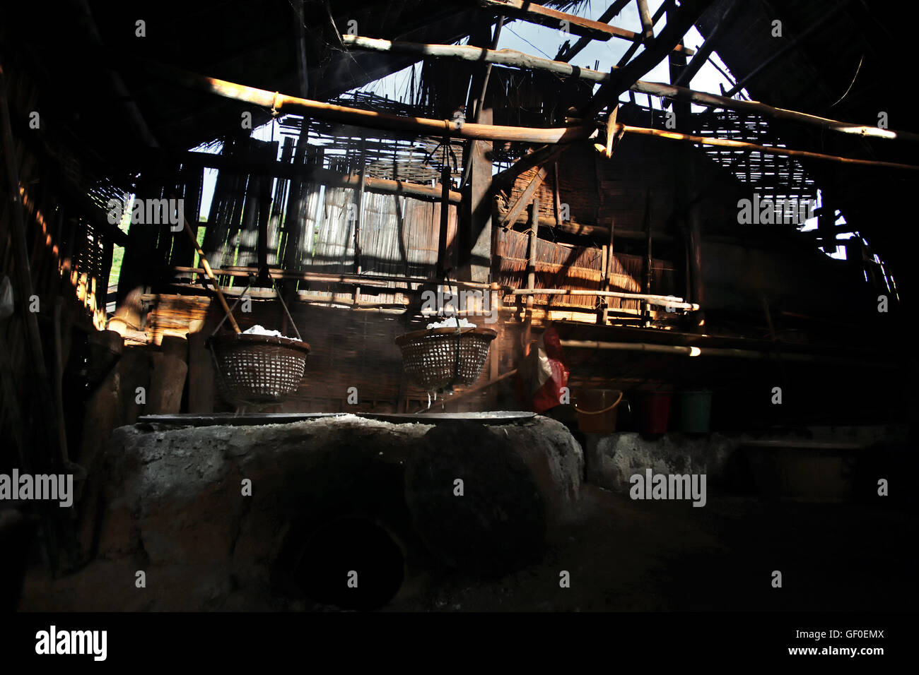boiling rock salt, traditional salt making of nan province,Thailand ...
