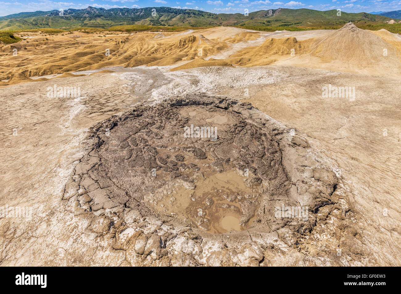 Strange landscape produced by active mud volcanoes Stock Photo - Alamy