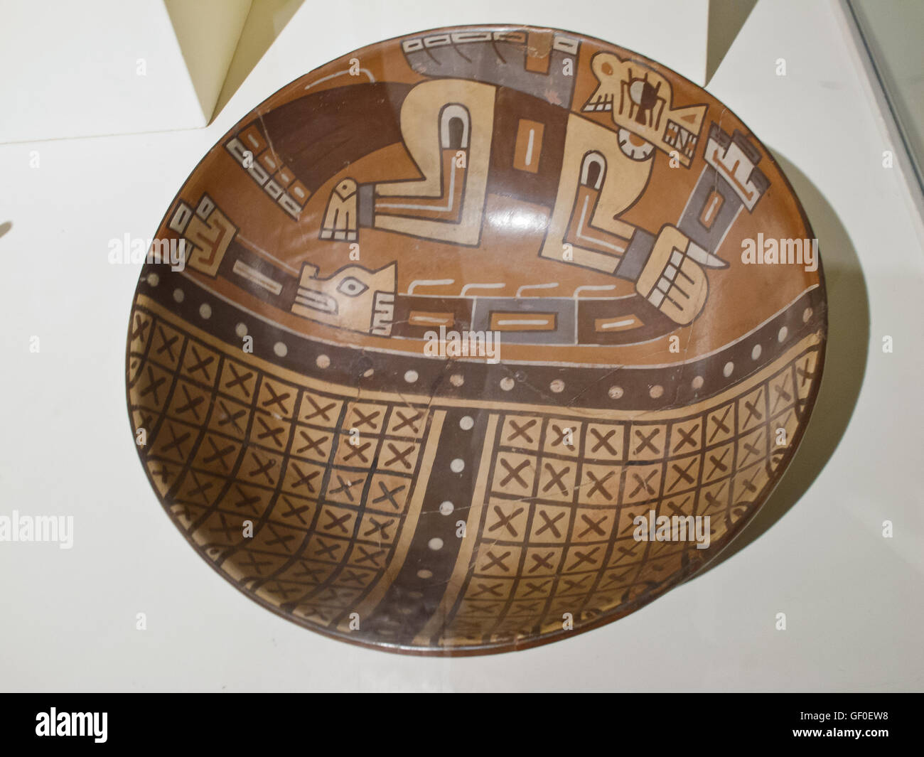 Ancient painted ceramic bowl in the Regional Museum of Ica Stock Photo ...