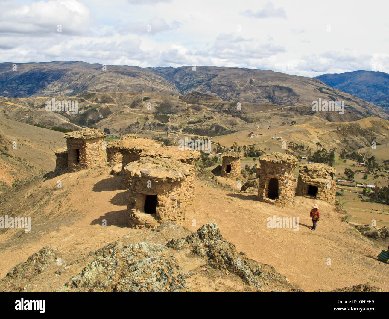 The ancient pre-Inca tombs of Ninamarka on the top on the mountains ...