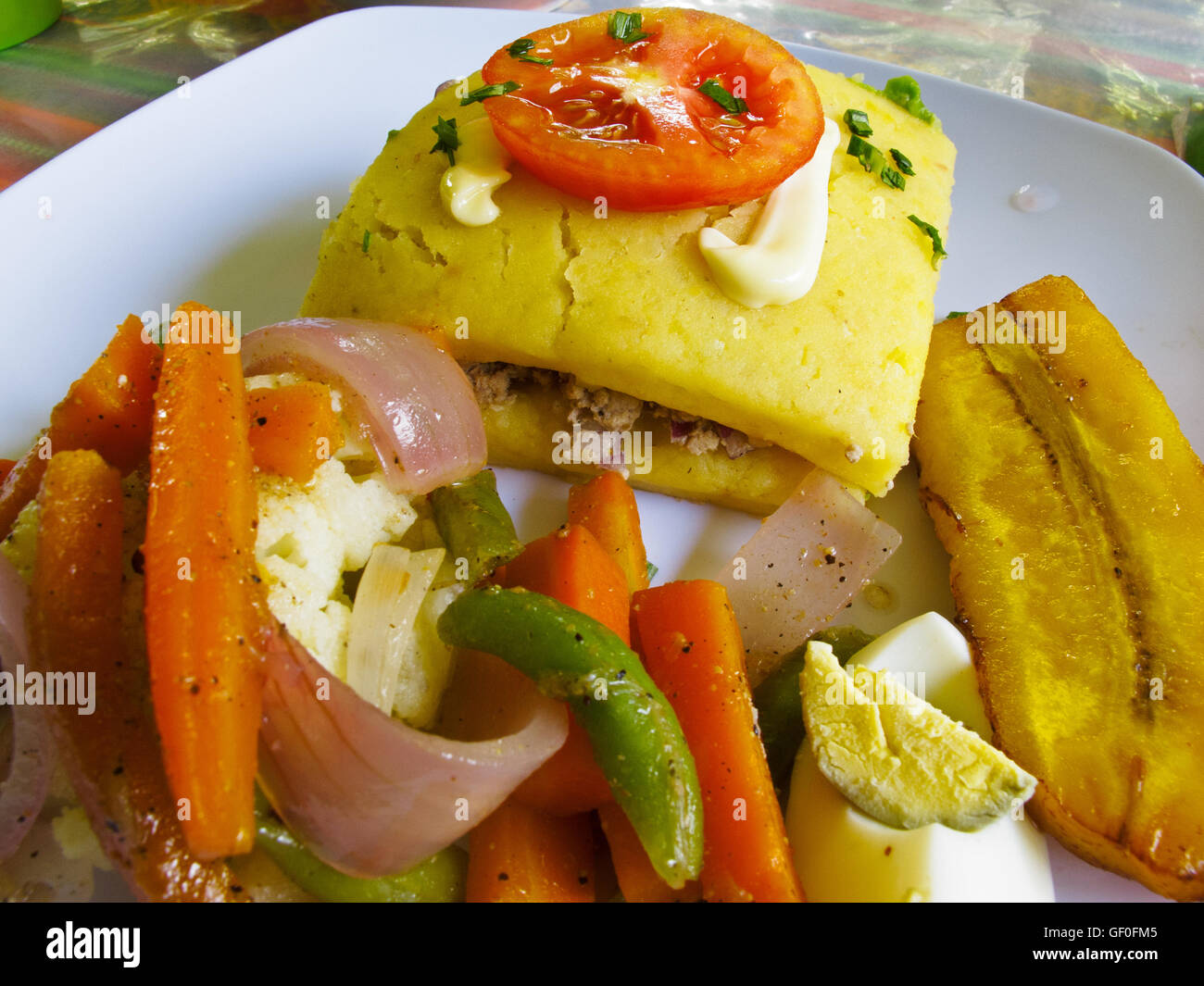 Food prepared by the cooking staff during the trip into Manu National ...
