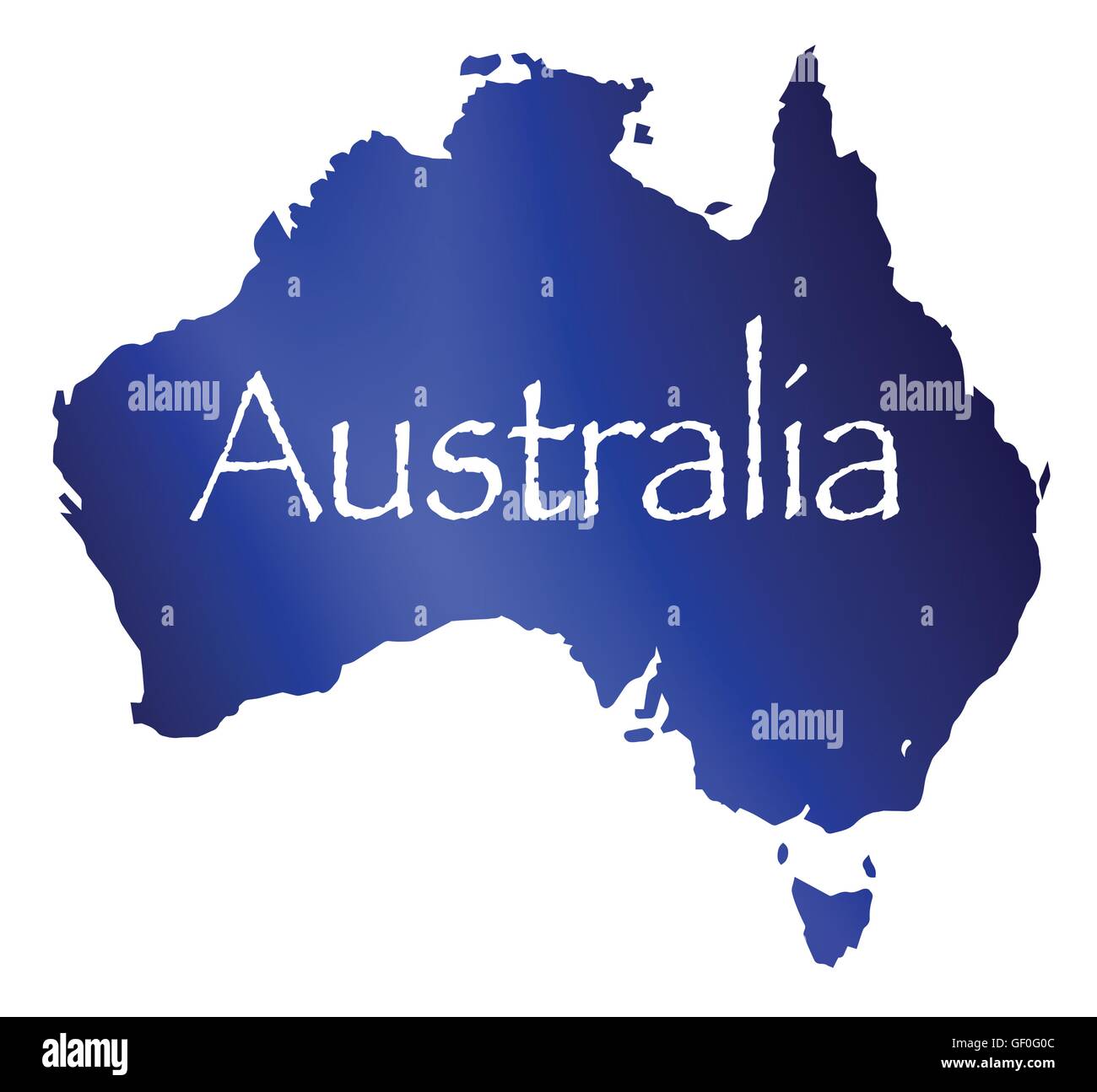 Silhouette map of Australia in blue over a white background Stock ...