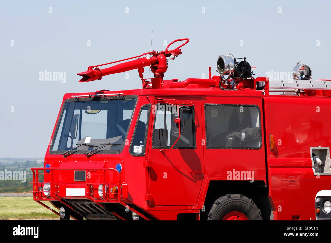 Red airport fire engine, emergency vehicle close up Stock Photo - Alamy