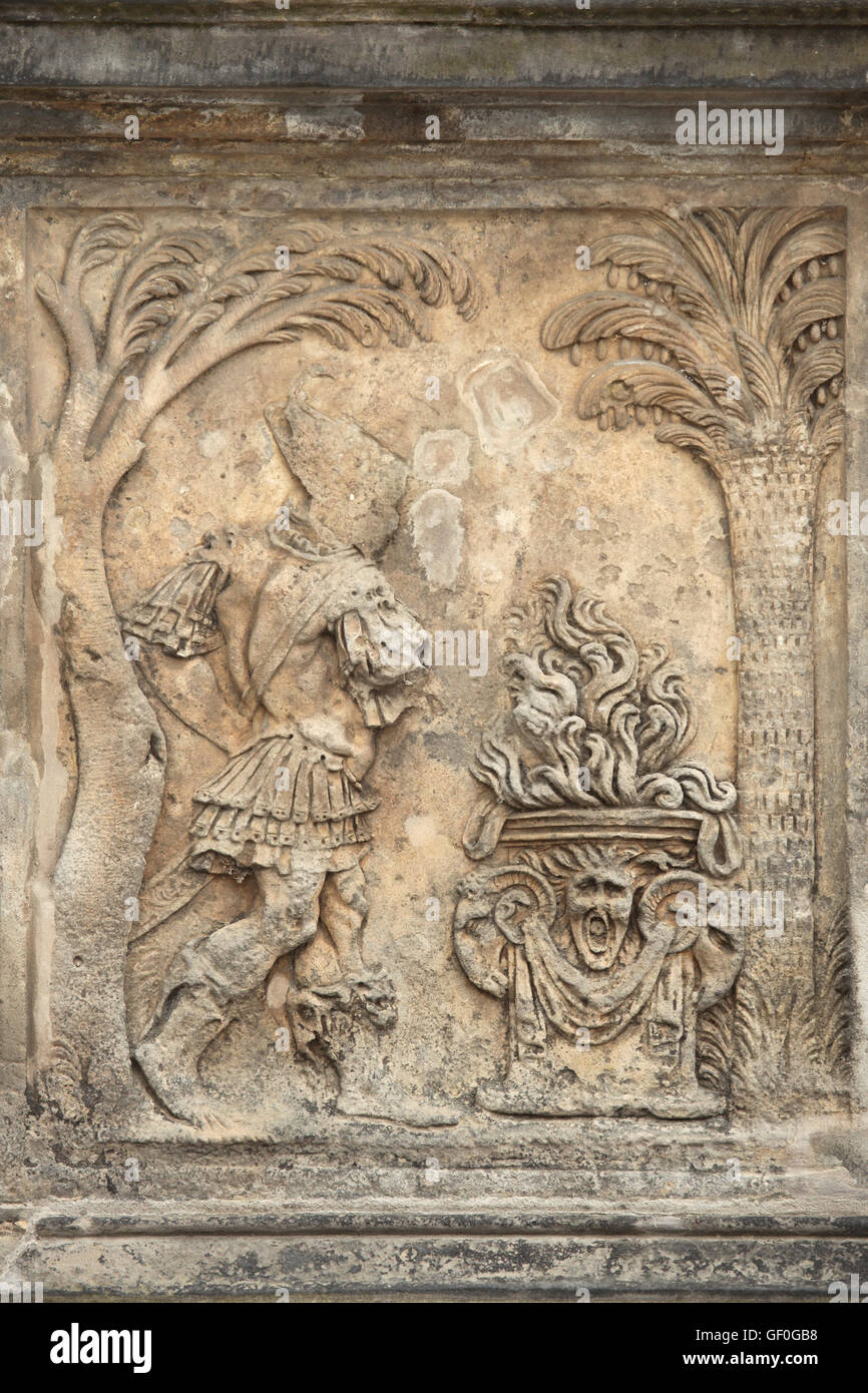 Gaius Mucius Scaevola thrusts his right hand into the fire. Renaissance ...