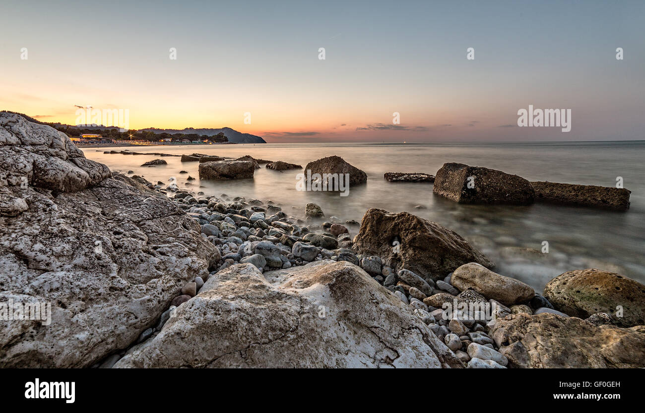 Sunset landscape. Sea and Rocks Stock Photo - Alamy