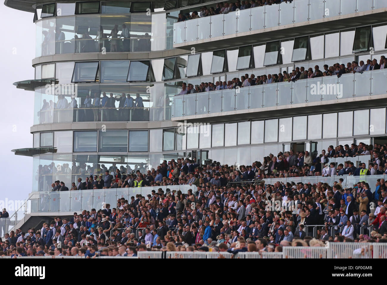 Crowds watch the racing during day four of the Galway Festival in ...