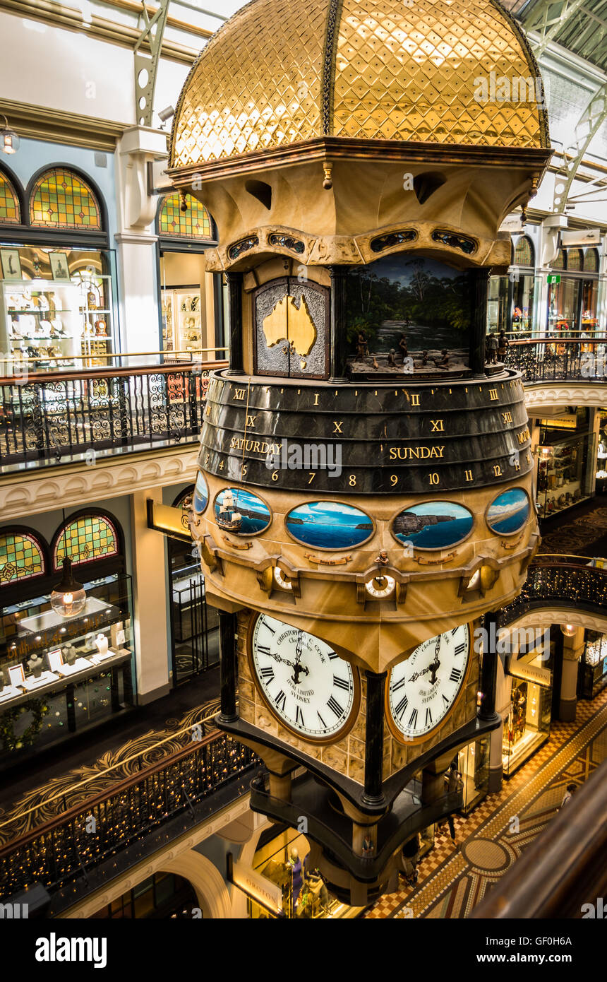 The world clock inside the Queen Victoria Building Stock Photo - Alamy