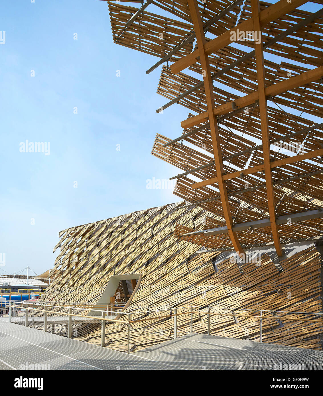 Roof detail with bamboo panels on pavilion terrace. Milan EXPO 2015 ...
