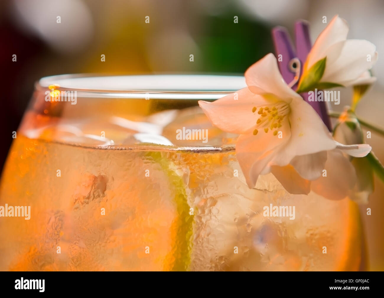 Drink decorated with a flower Stock Photo - Alamy