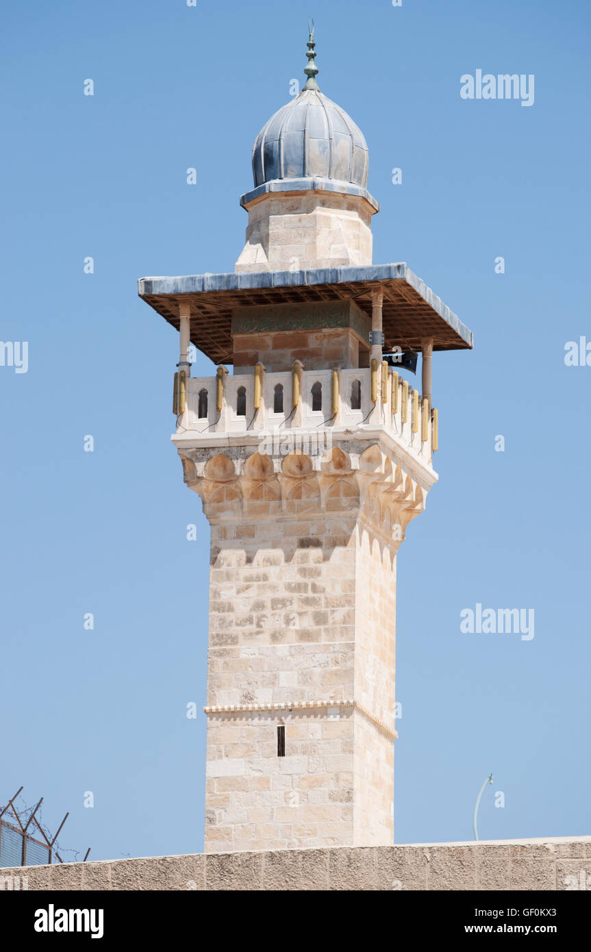 Jerusalem, Old City, Israel: the minaret of Al Aqsa Mosque, the ...