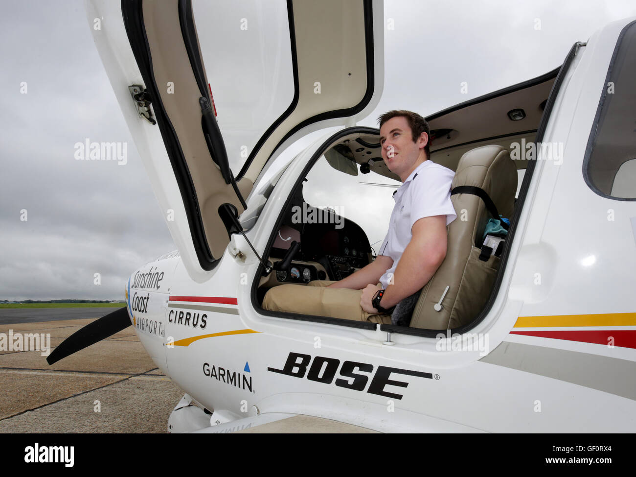 Lachlan Smart, 18, poses with his Cirrus SR-22 plane at Biggin Hill ...