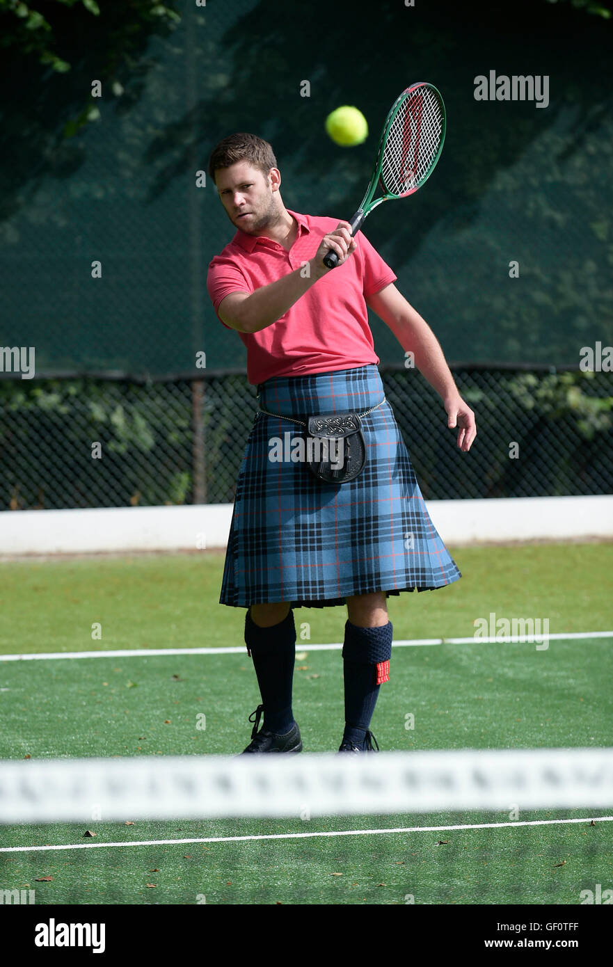 EDITORIAL USE ONLY Keith Bowes from Johnstone Pipe Band works with ...