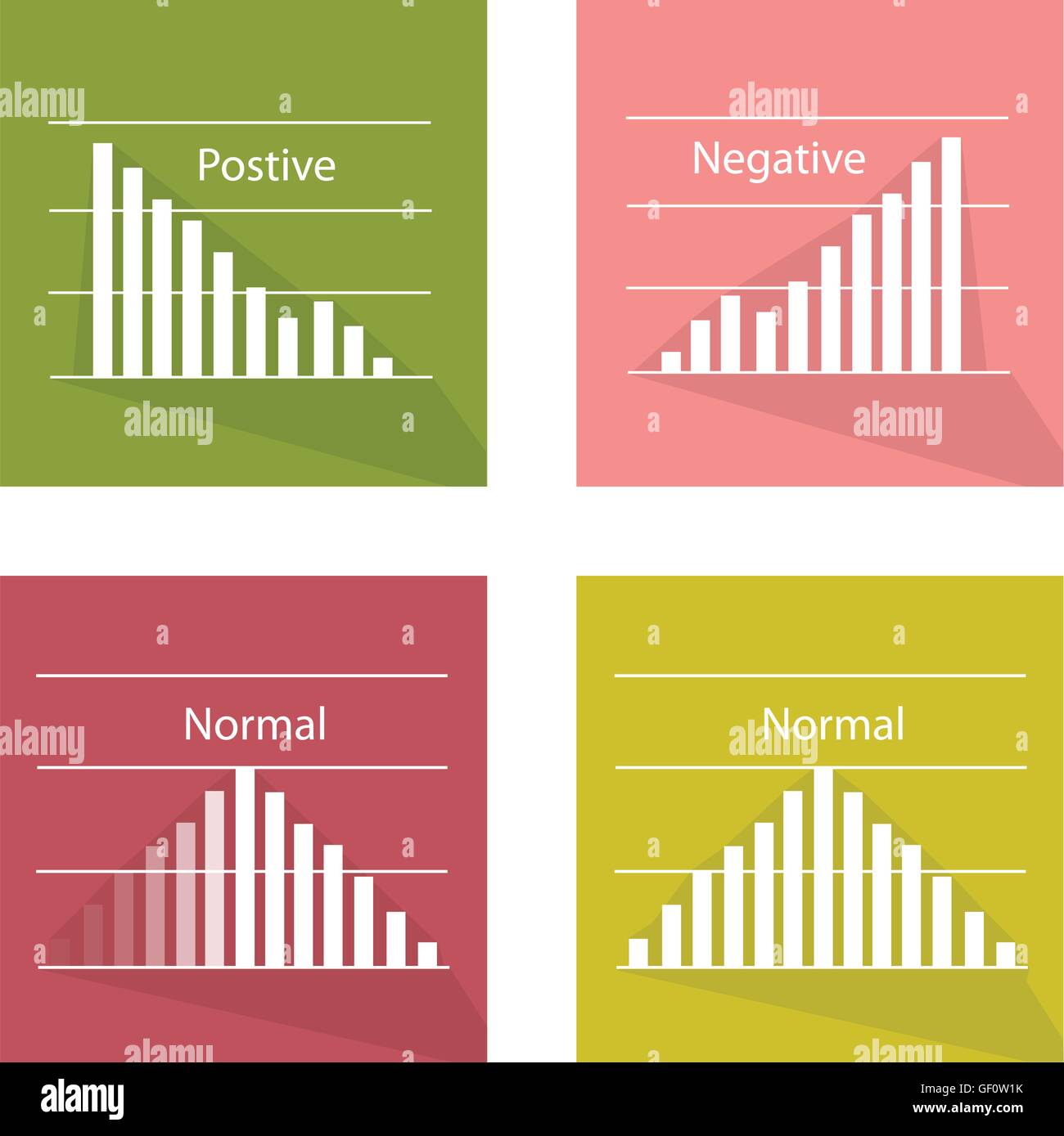 Flat Icons, Illustration Collection of Gaussian Bell Chart or Normal ...