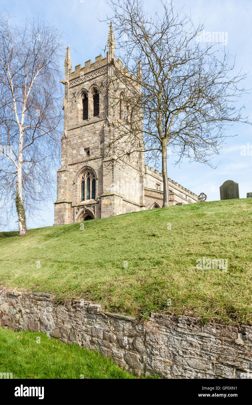 St Mary's Church atop a hill in the village of Wymeswold ...