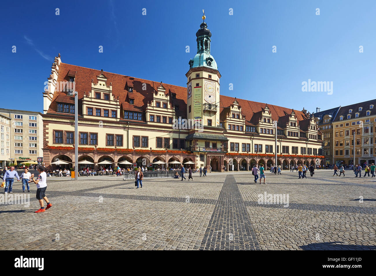 Market with old town hall in Leipzig, Germany Stock Photo - Alamy