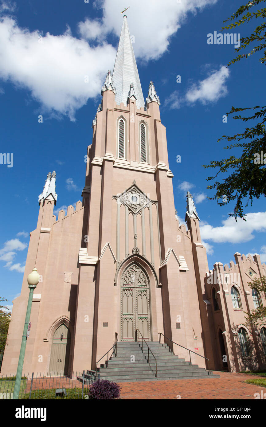 The tall spire of a neo-gothic style church in Norfolk (West Virginia ...