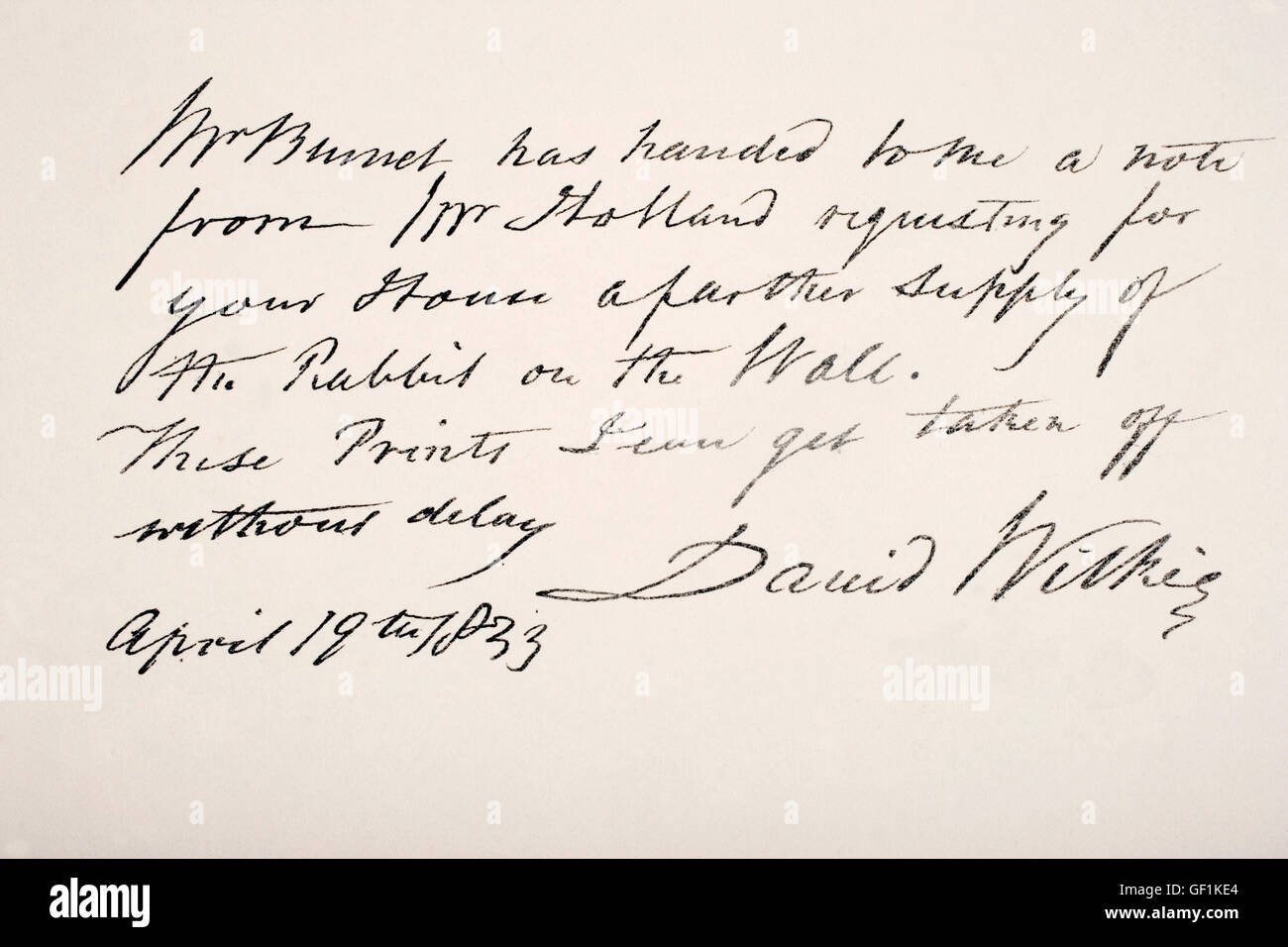 Sir David Wilkie, 1785 – 1841. Scottish painter Hand writing sample ...