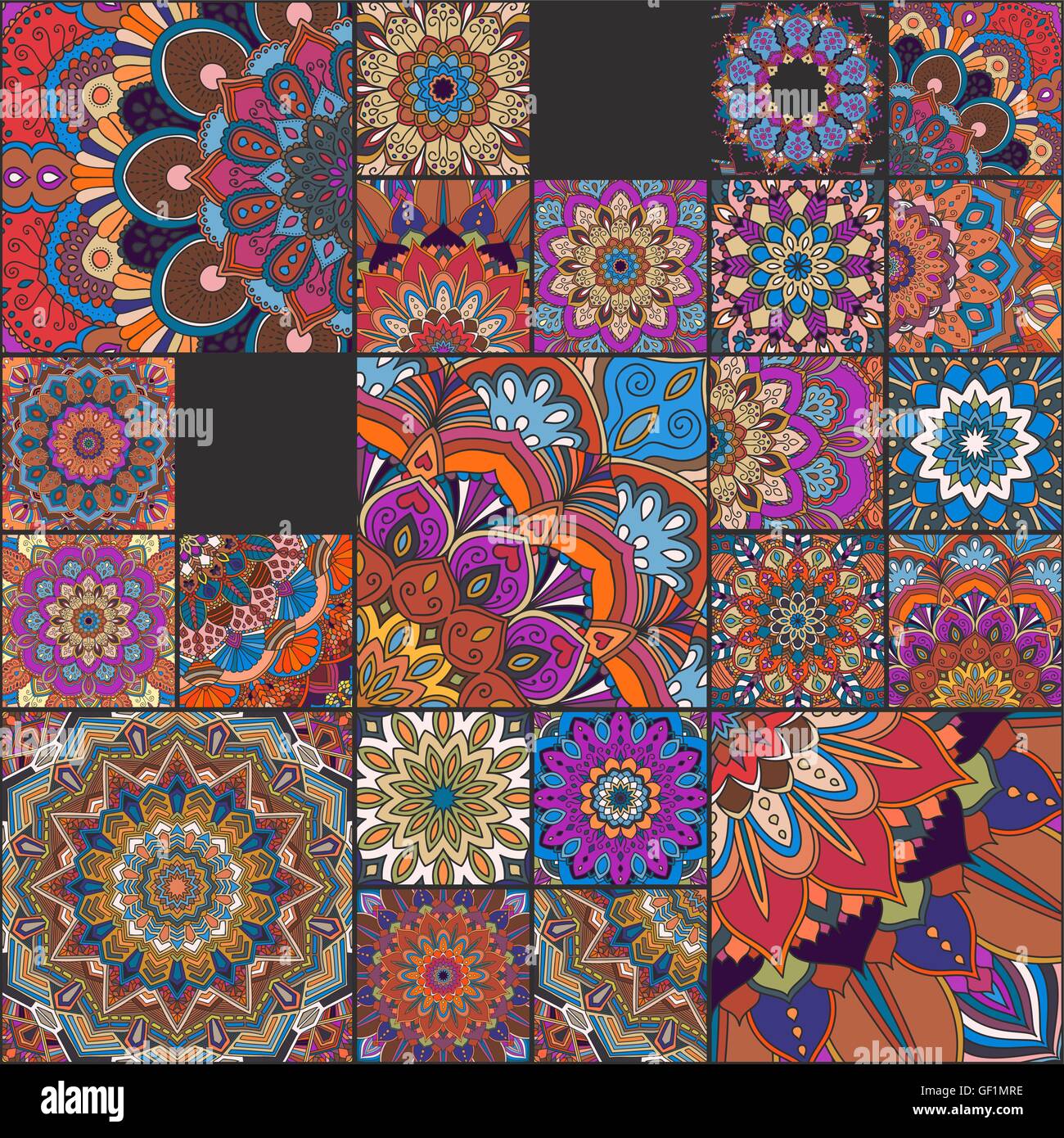 Boho tiles of different size Stock Vector Image & Art - Alamy