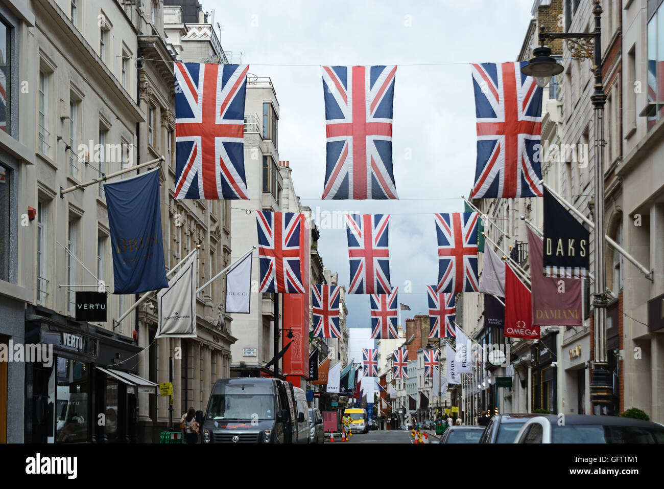 Union Jack display on Regent Street, London Stock Photo - Alamy