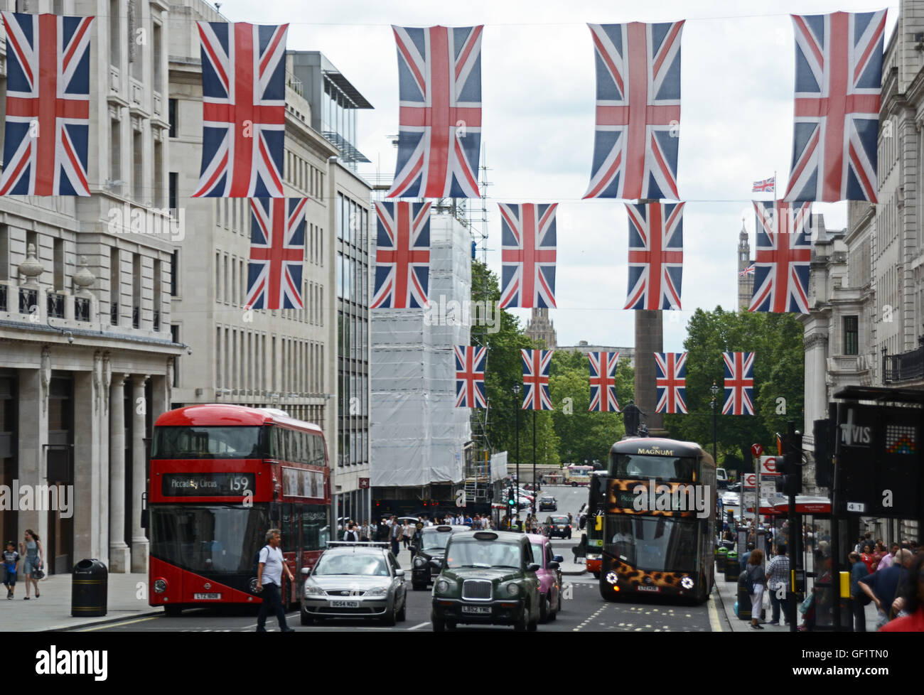 Union Jack display on Regent Street, London Stock Photo - Alamy