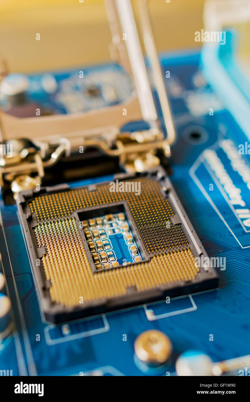An up close view of where a CPU goes inside a motherboard Stock Photo ...
