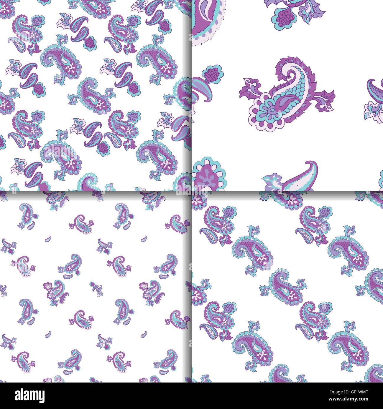 Vector seamless paisley pattern set Stock Vector Image & Art - Alamy