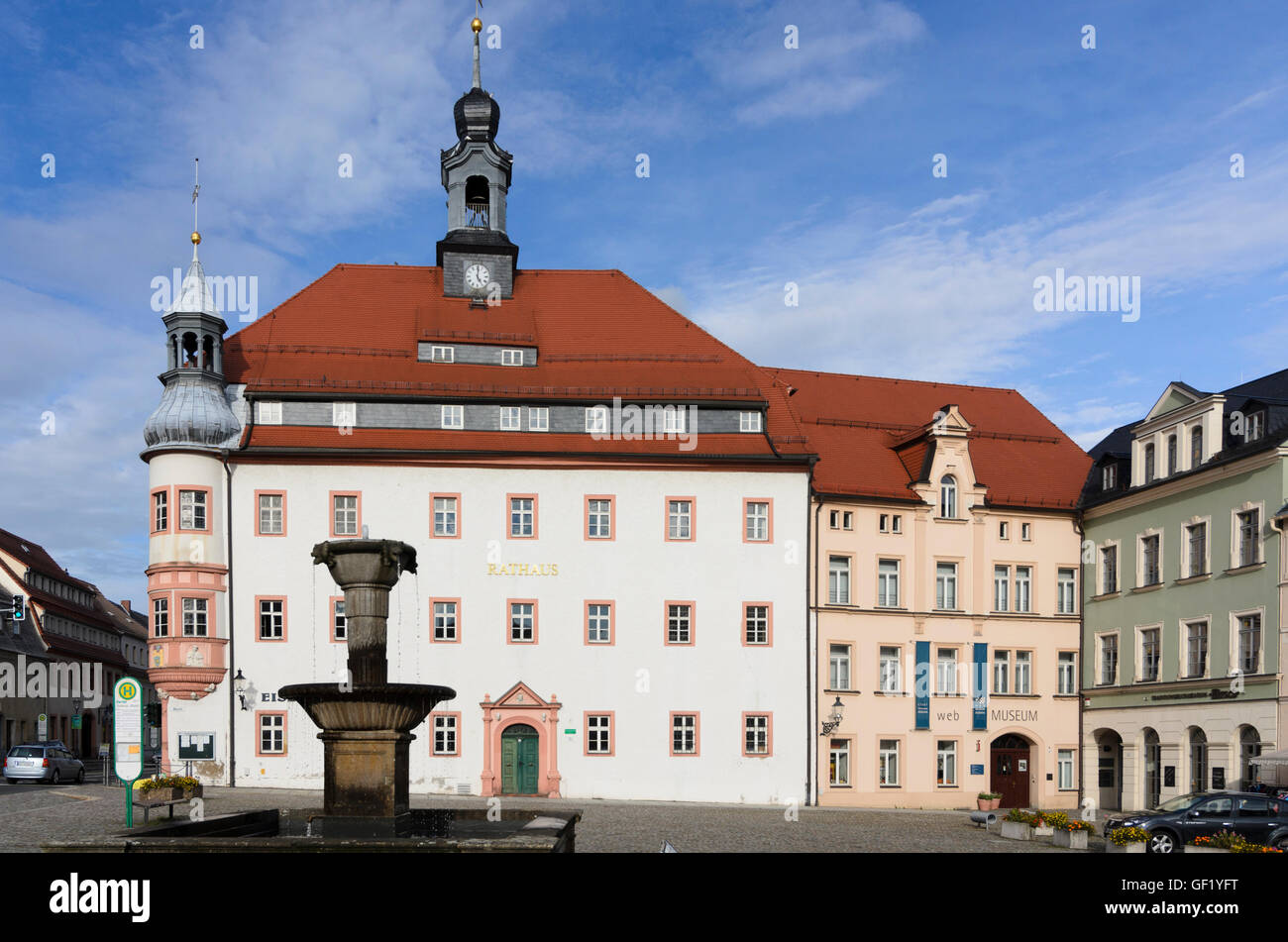Oederan: City Hall and Weaving Museum, Germany, Sachsen, Saxony Stock ...