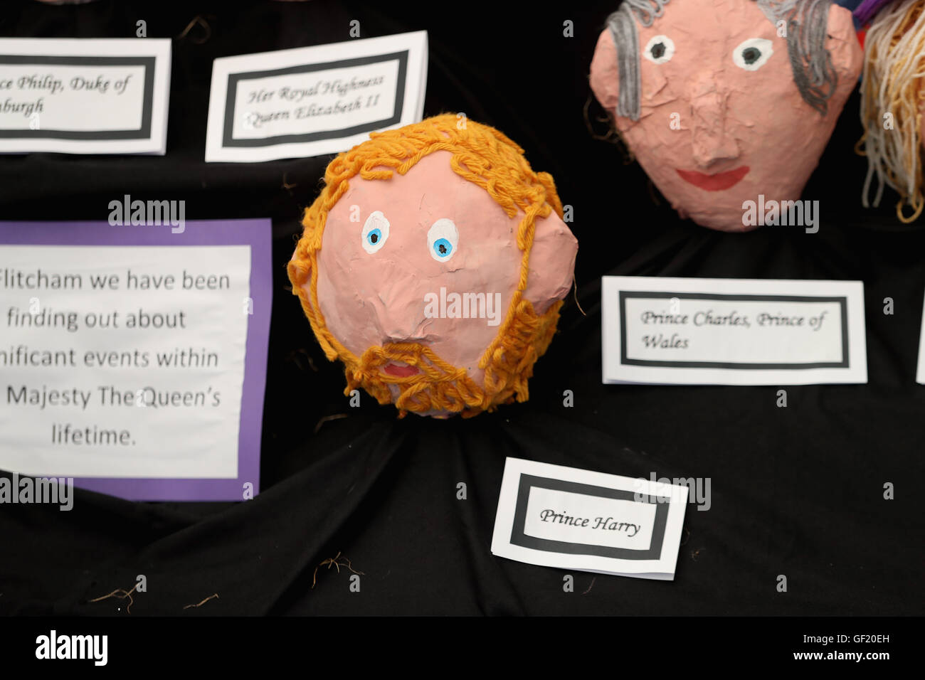 Papier mache models of the royal family made by pupils at Flitcham ...