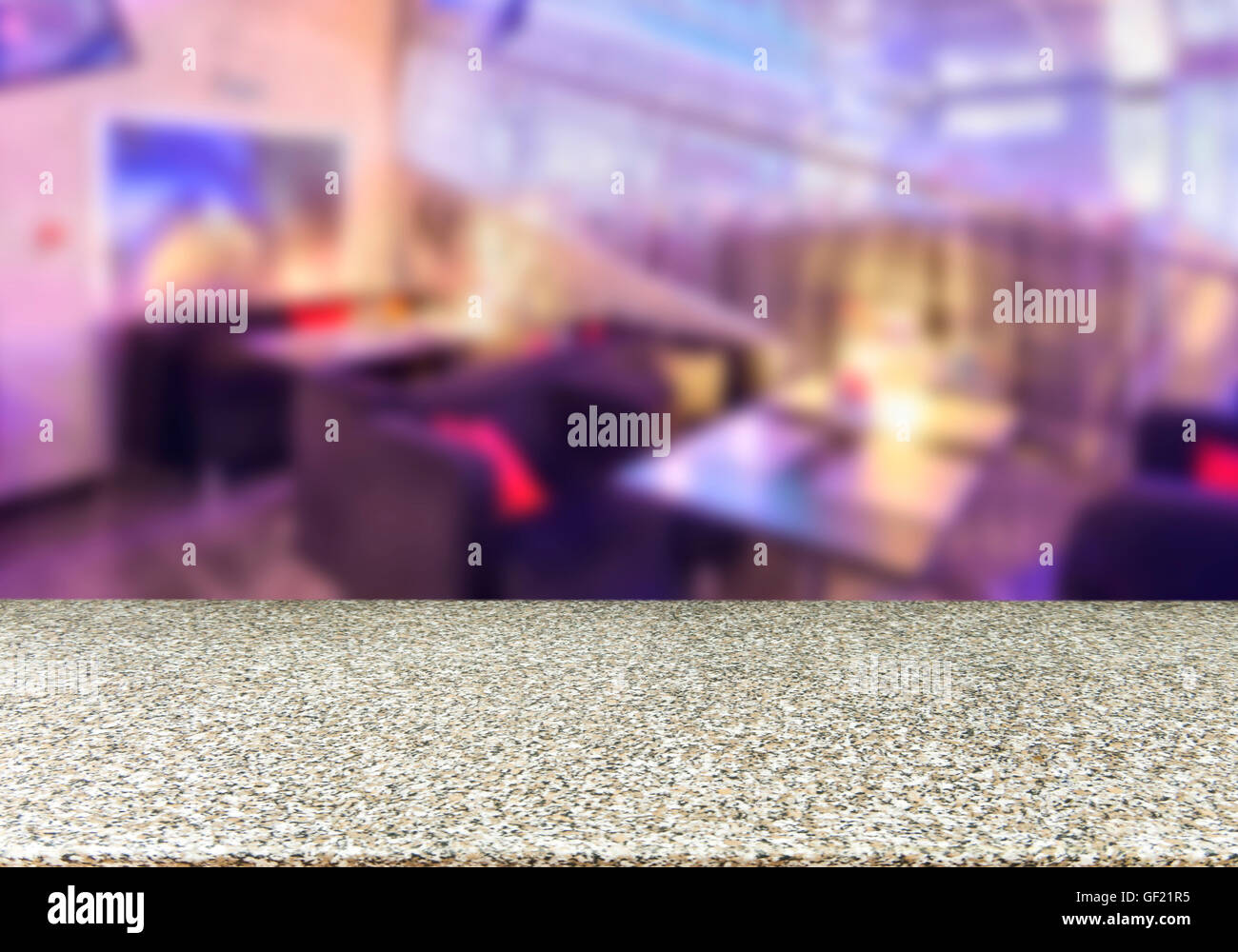 Marble board empty table in front of blurred cafe Stock Photo - Alamy