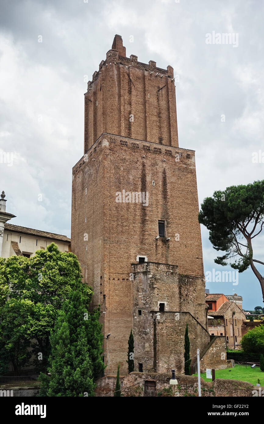 Tower of the Militia is a fortified tower in Rome, Italy Stock Photo ...