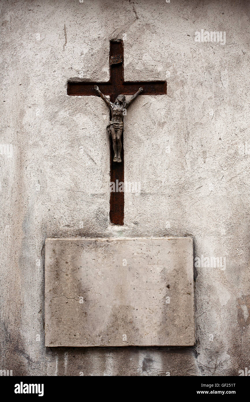 Cross symbol on concrete texture hi-res stock photography and images ...