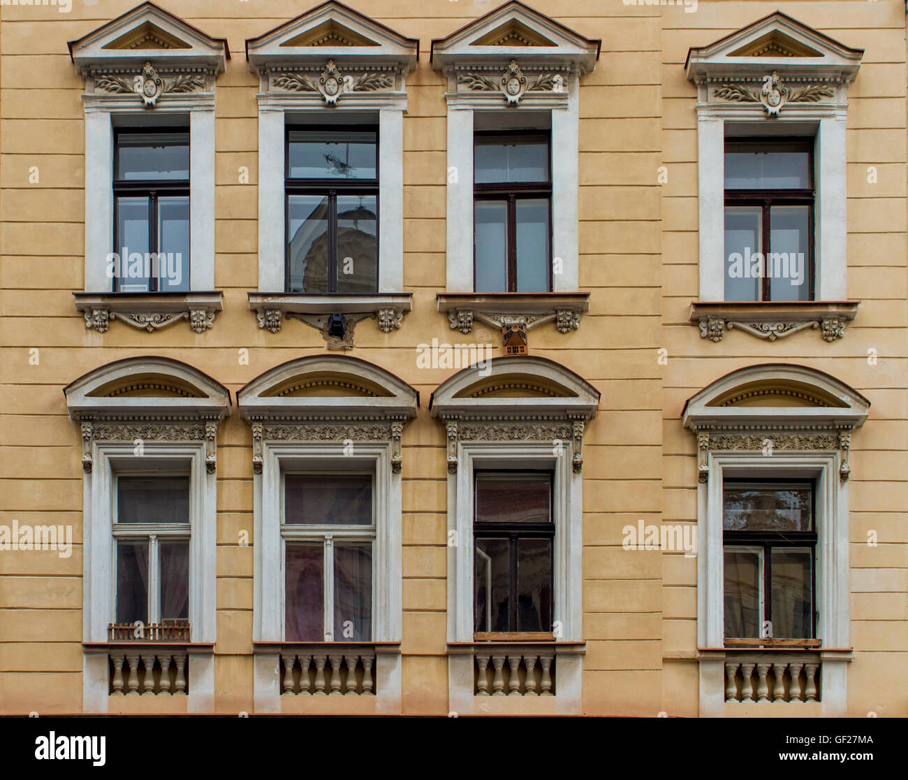 Detail of the traditional windows from Prague, Czech Republic Stock ...