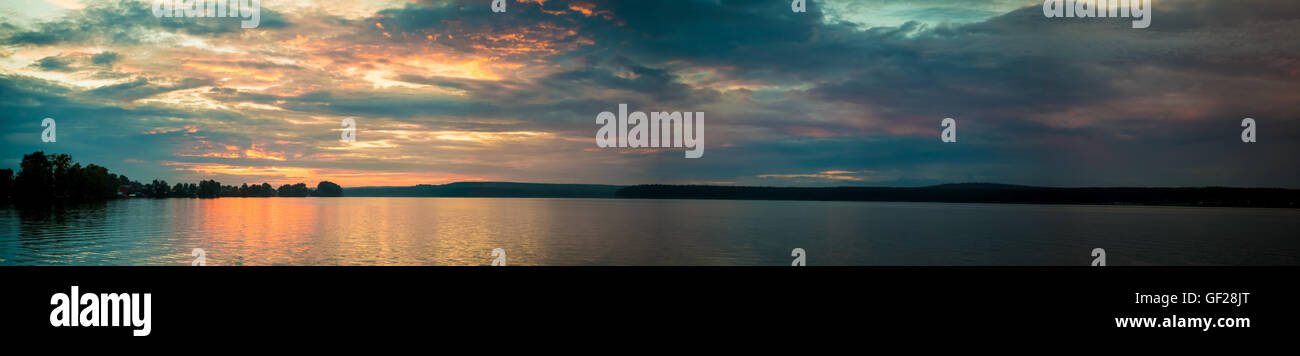 Panorama of sunset in lake Stock Photo - Alamy