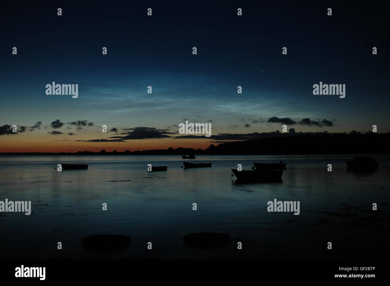 Noctilucent clouds seen at astronomical midnight. Thee clouds are in 80 ...