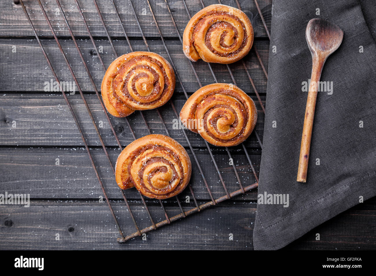Delicious and fresh pastry on dark wooden background Stock Photo - Alamy