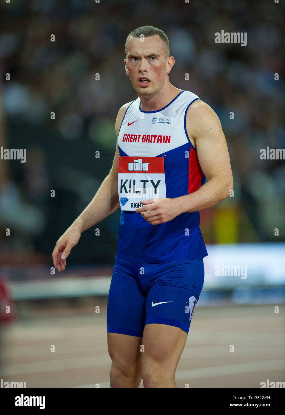 LONDON, ENGLAND - JULY 22: Richard Kilty competing in the mens 100m ...