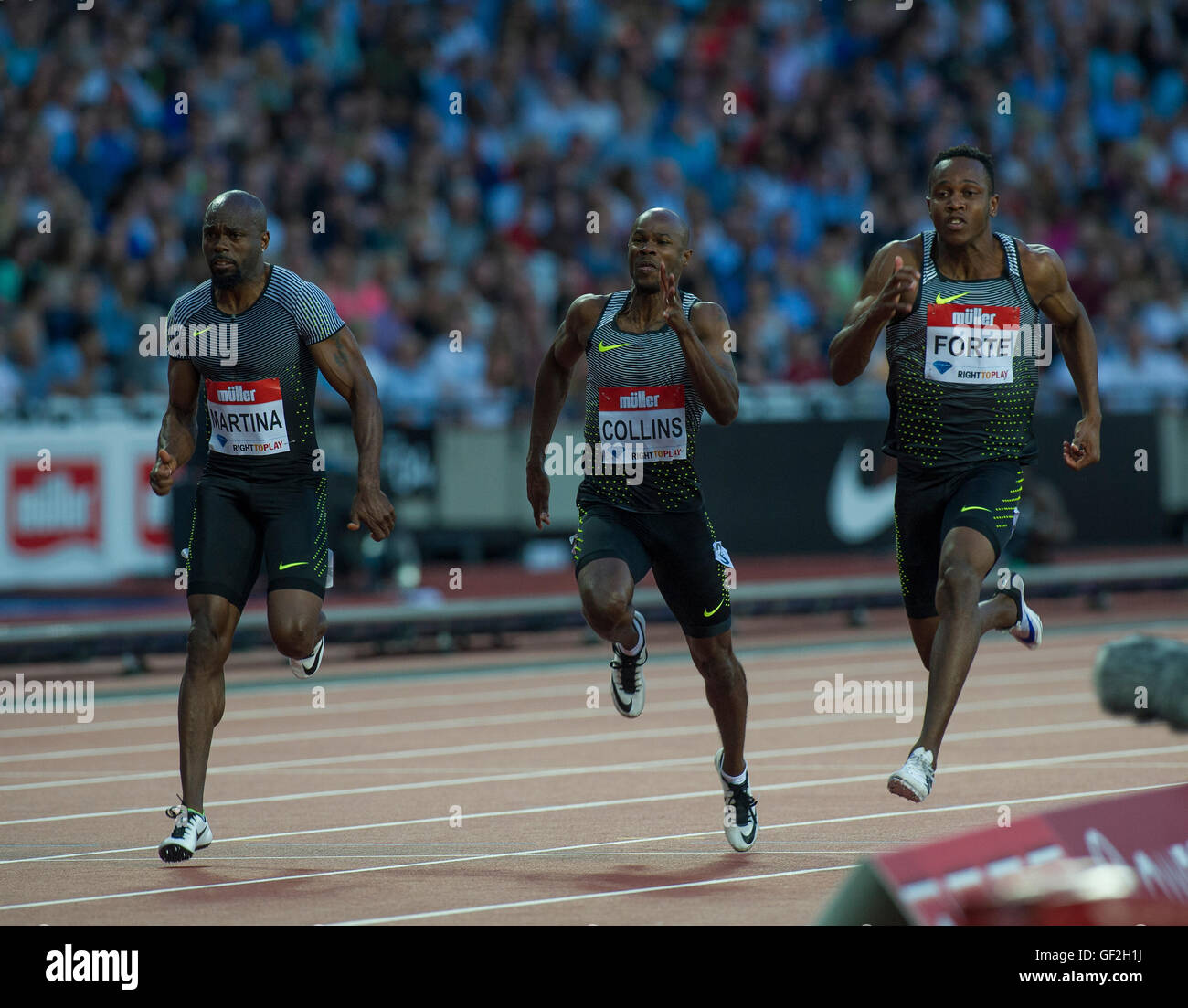 LONDON, ENGLAND - JULY 22: Kim Collins competing in the mens 100m final ...