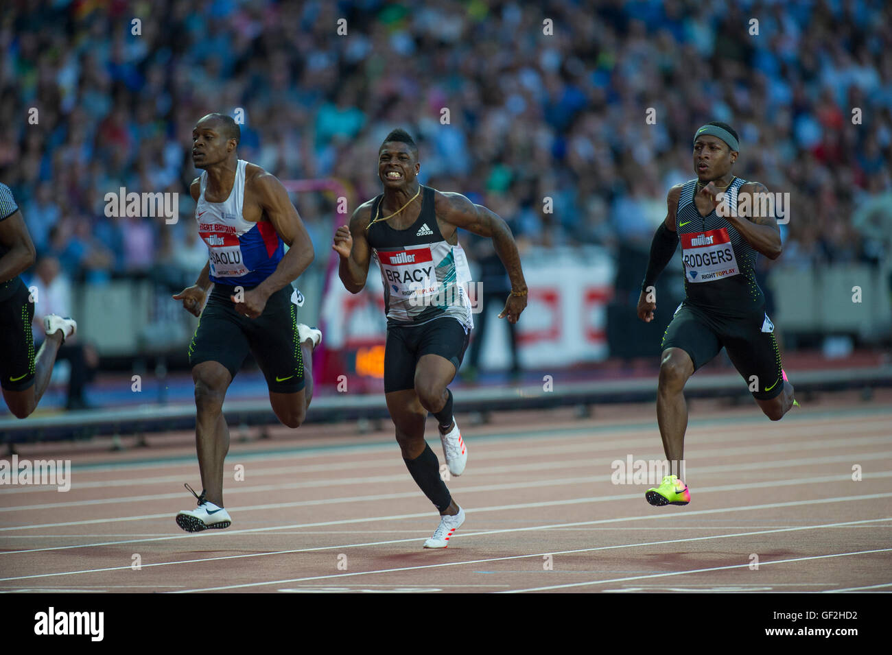 LONDON, ENGLAND - JULY 22: James Dasaolu Marvin Bracy Michael Rodgers ...