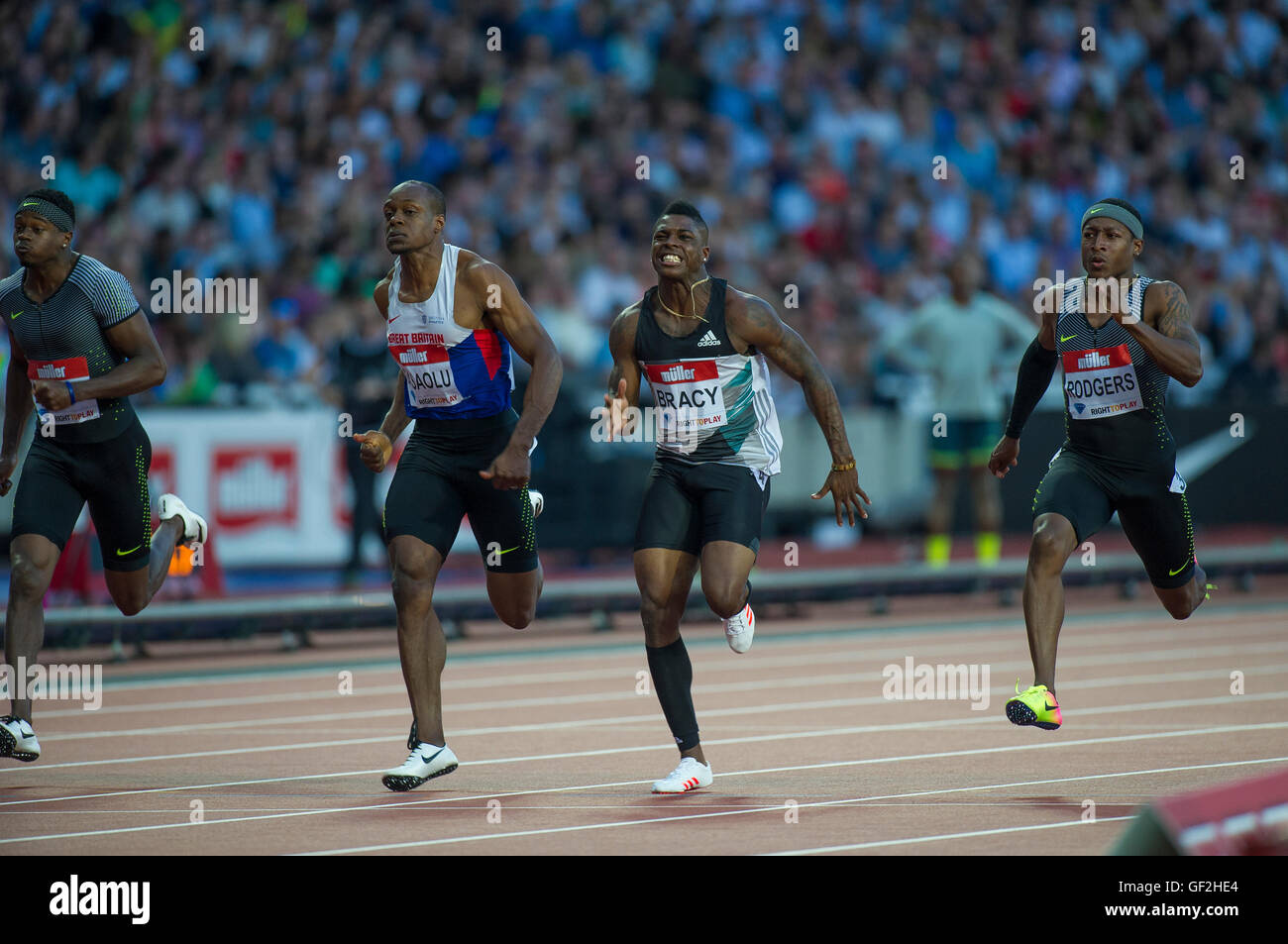 LONDON, ENGLAND - JULY 22: James Dasaolu Marvin Bracy Michael Rodgers ...